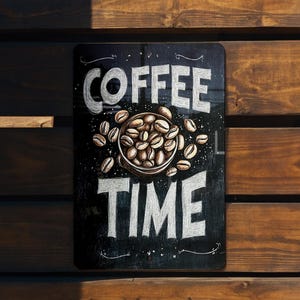 Coffee Time Metal Sign, Chalkboard Cafe Menu, Coffee Beans Decor ...