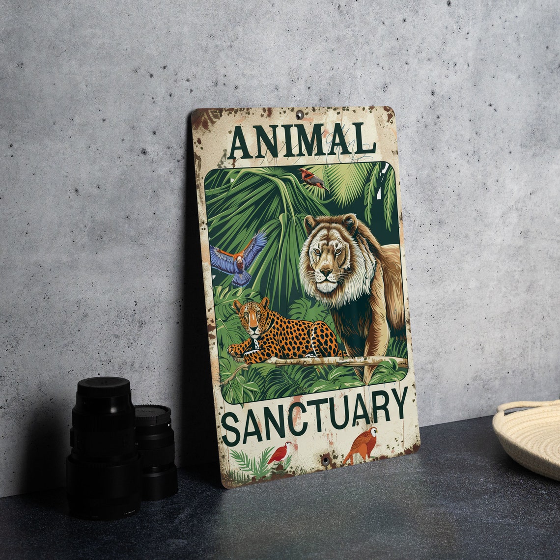 Animal Sanctuary Vintage Metal Sign, Wildlife Illustration, Natural ...
