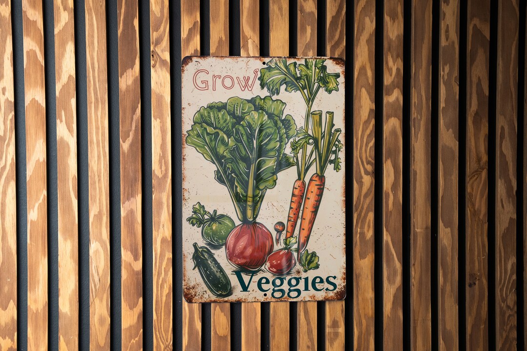 Vintage Vegetable Gardening Metal Sign, Grow Veggies, Gardener's Decor ...