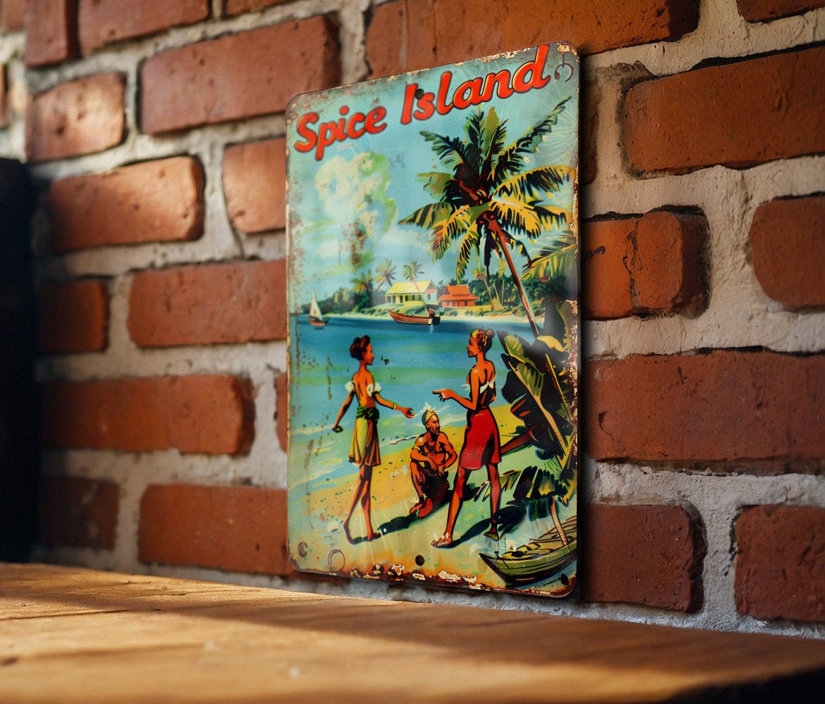 Zanzibar Beaches Metal Sign, Spice Island Decor, Tropical Escape Wall ...
