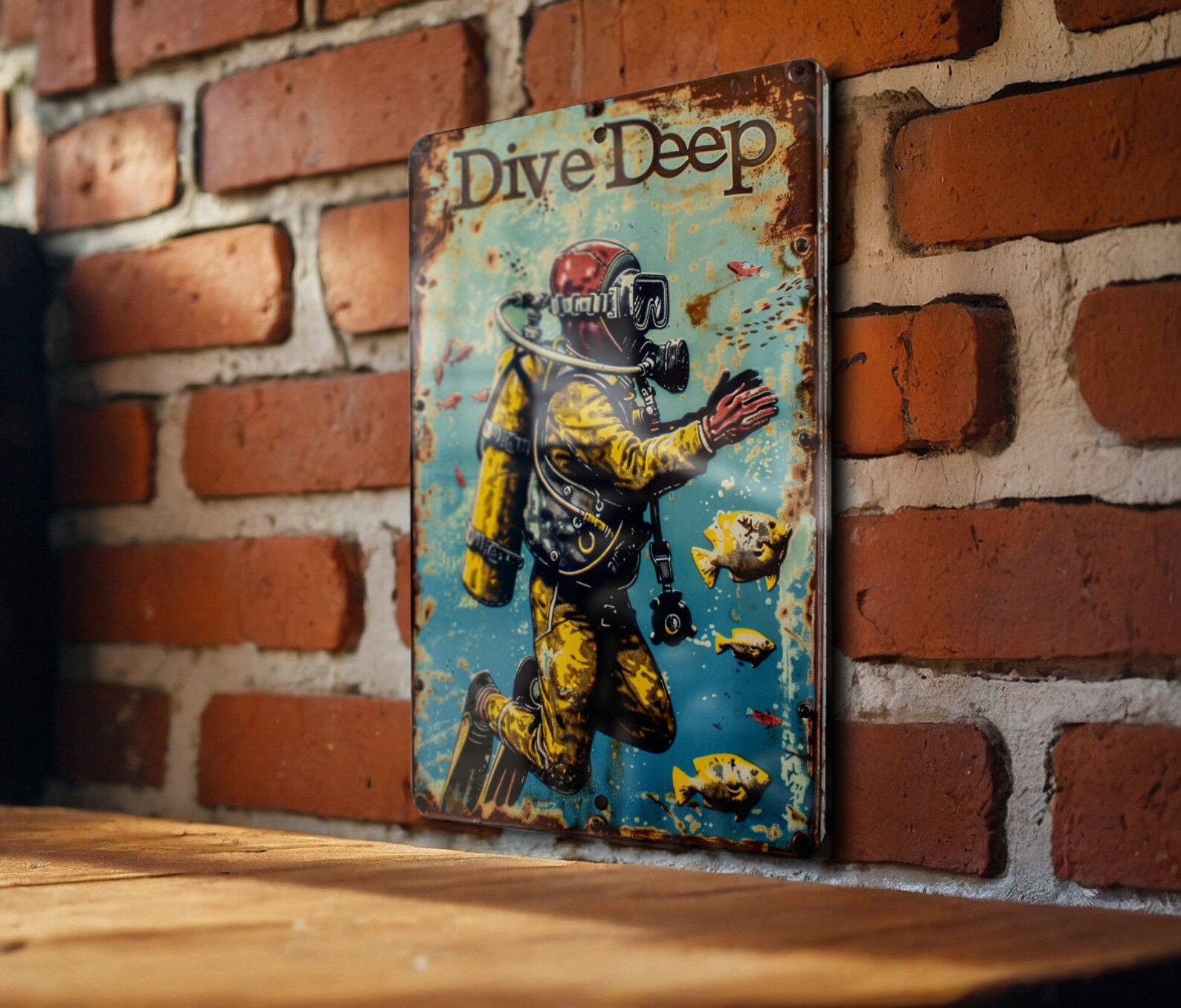 Vintage Scuba Diving Metal Sign, Dive Deep, Diver's Decor, Funny Wall ...