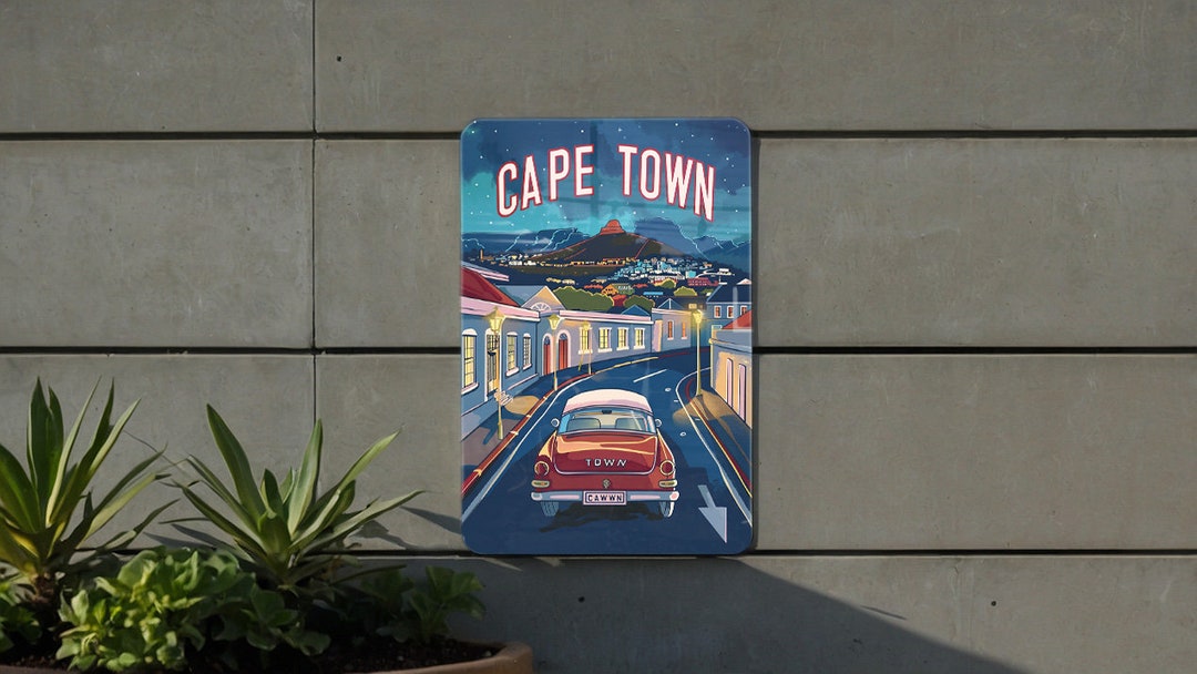 Retro Cartoon Metal Sign: Cape Town Souvenir | Vintage Style Decor ...