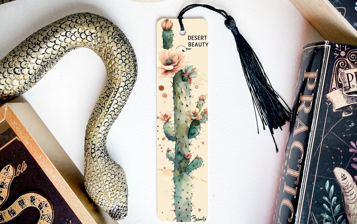 Desert Beauty Metal Bookmark, Watercolor Cactus, Artistic Bookmark ...