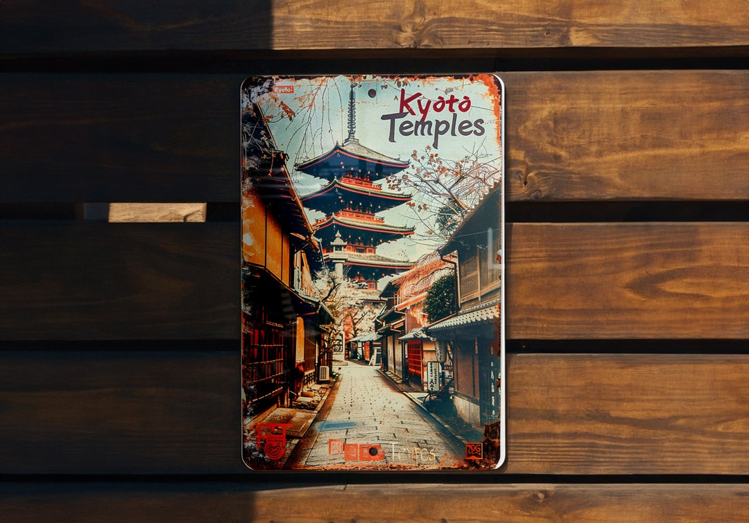 Kyoto Temples Sign, Japan Vintage Style, Aluminum Metal Sign, Wall ...
