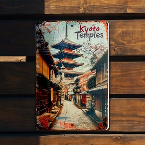 Kyoto Temples Sign, Japan Vintage Style, Aluminum Metal Sign, Wall ...