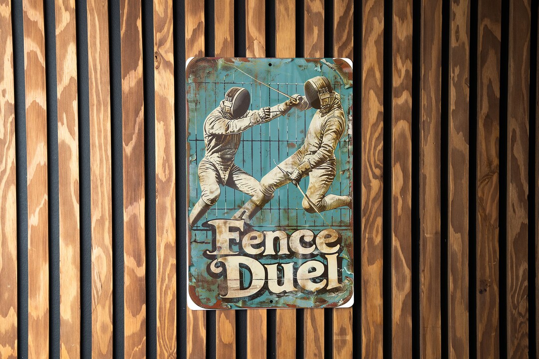 Vintage Fencing Tin Sign, Metal Wall Art, Fencer's Decor, Duel ...