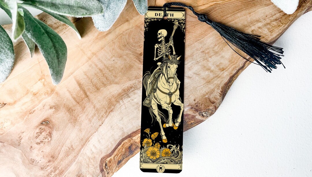 Death Tarot Card Bookmark, Skeleton Horse Rider, Metal Bookmark, Tarot ...