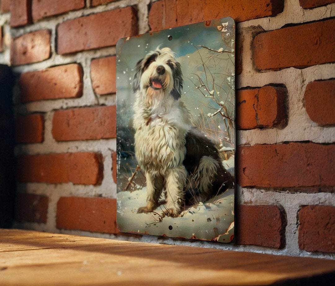 Old English Sheepdog Metal Sign, Vintage Style Decor, Funny Dog Sign ...