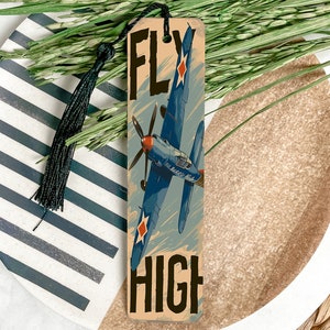 Vintage Airplane Bookmark, Fly High Design, Metal Bookmark, Unique Gift ...