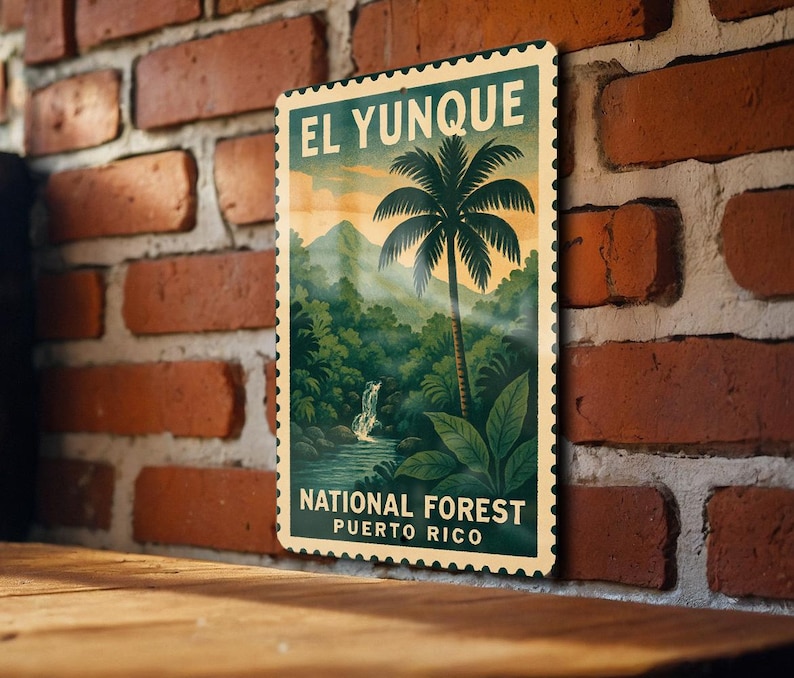 El Yunque National Forest Metal Sign – Vintage Stamp Style Wall Art for ...