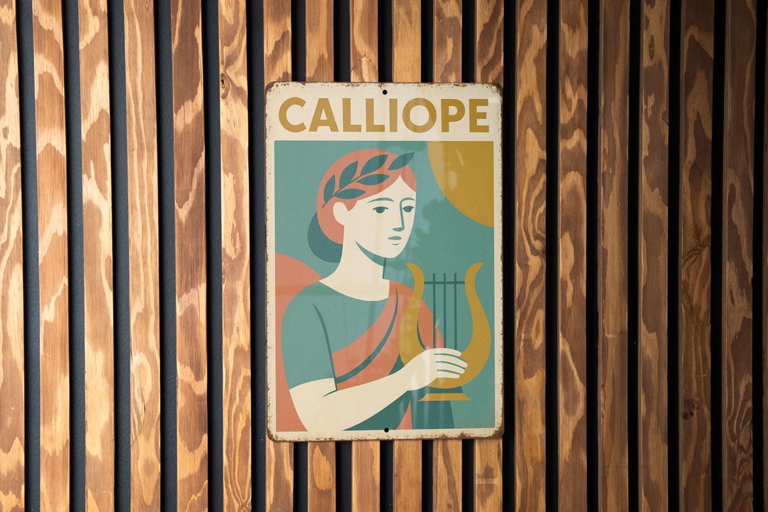 Mid-century Modern Geometric Metal Sign – Retro Calliope Art in Aqua ...