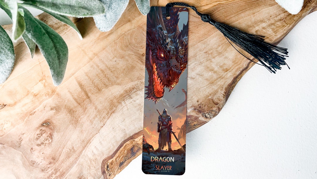 Dragon Slayer Metal Bookmark, Knight Design, Dragon Art, Fantasy ...