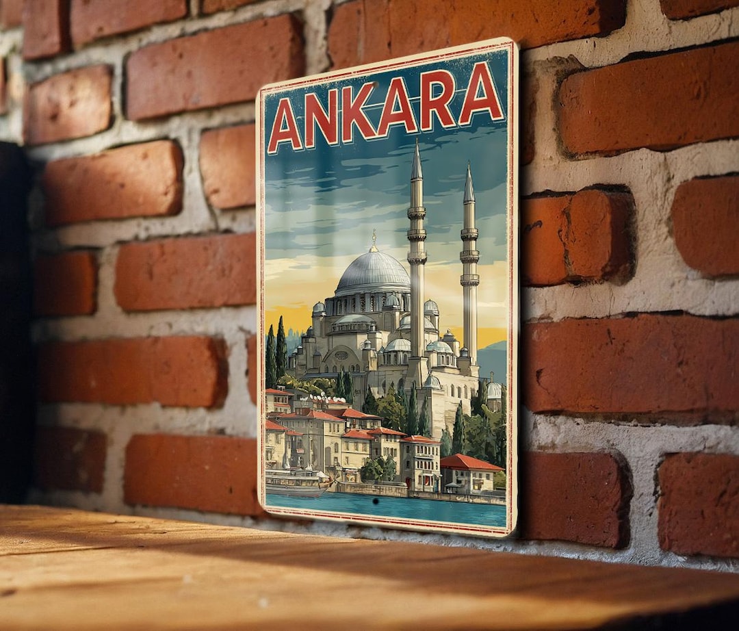 Retro Ankara Travel Poster Style Tin Sign – Vintage Metal Wall Art ...
