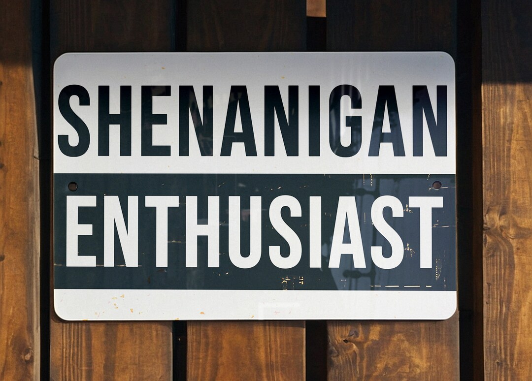 Shenanigan Enthusiast Metal Sign - Home Decor, Office Accessory, Wall ...