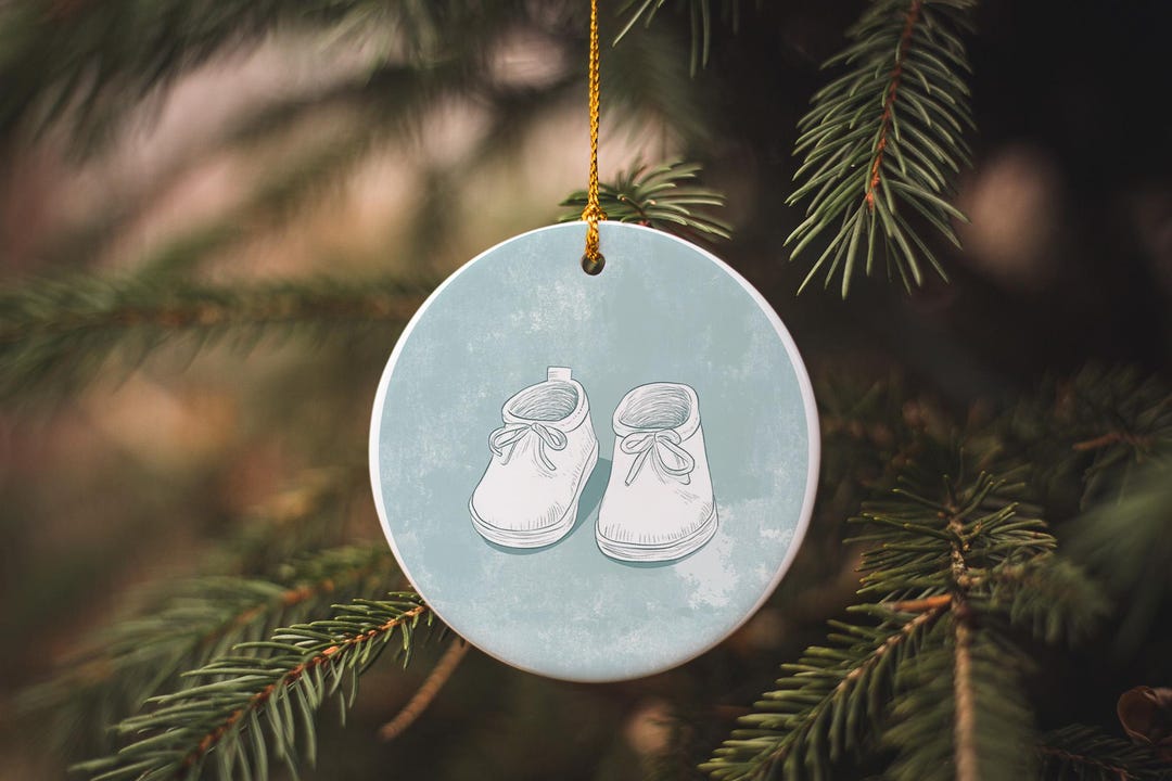 Ceramic Ornament Baby Booties, Minimalist Circle Design, Unique Baby ...