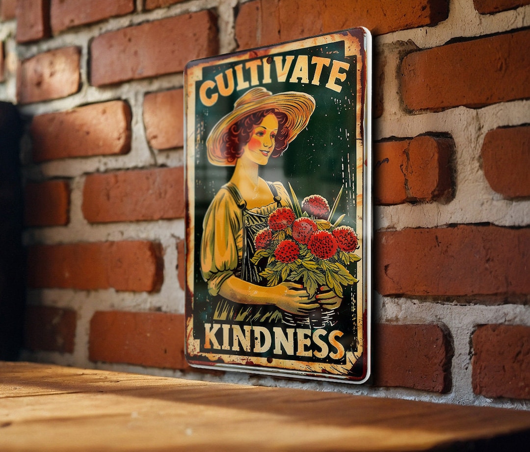 Cultivate Kindness Metal Sign, Vintage Style Decor, Gift Idea, Wall Art ...
