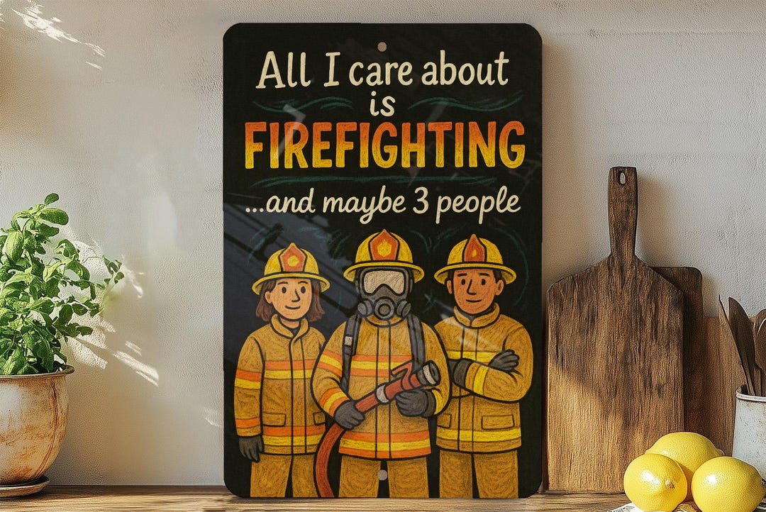 Funny Firefighting Metal Sign – Color Chalkboard Style Wall Decor – All ...