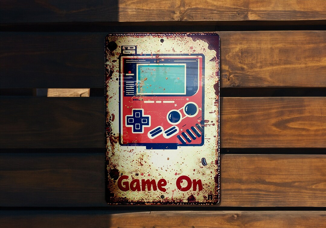 Vintage Handheld Game Console Metal Sign, Game on Vintage Style, Muted ...