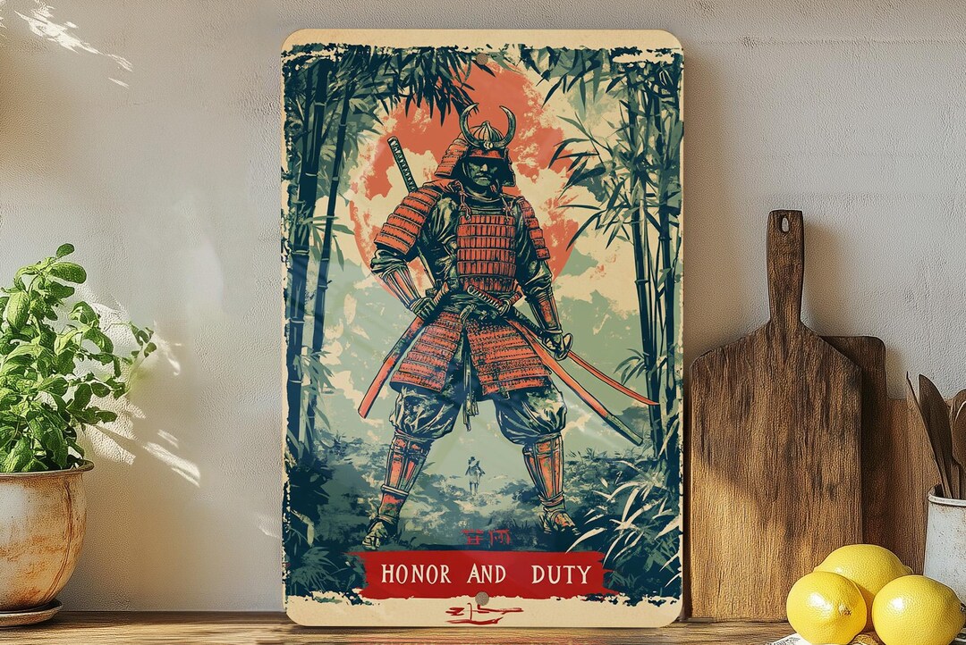 Crimson Samurai Spirit Metal Sign, Samurai Wall Art, Japanese Warrior ...
