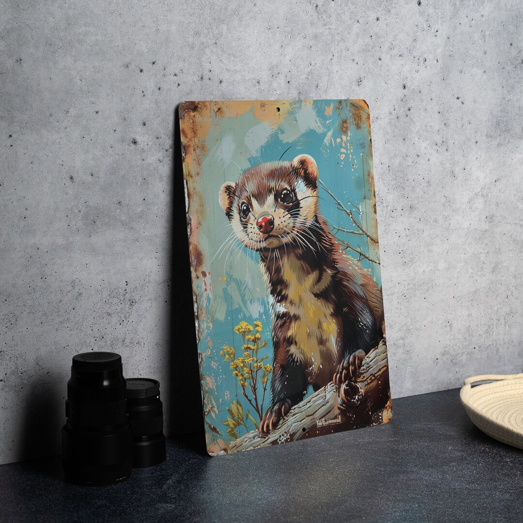 Vintage Ferret Metal Sign, Unique Gift Idea, Retro Style Decor, Animal ...