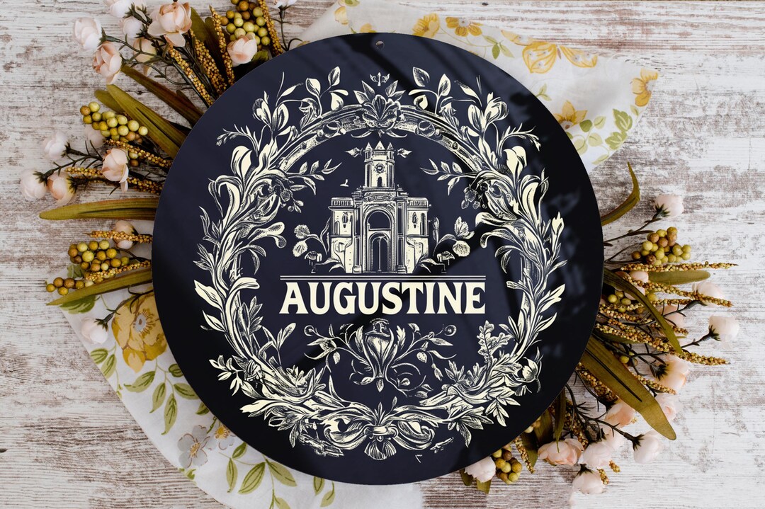 Baroque Emblem Reverie Round Metal Sign, Floral Design, Iconic Tower ...