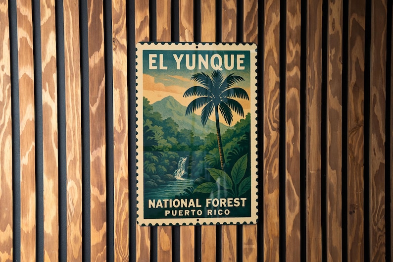 El Yunque National Forest Metal Sign – Vintage Stamp Style Wall Art for ...