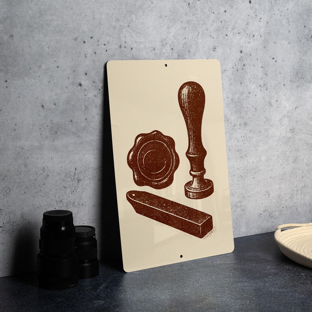 Custom Wax Seal Stamp Metal Sign – Vintage Stamp Style Wall Art ...