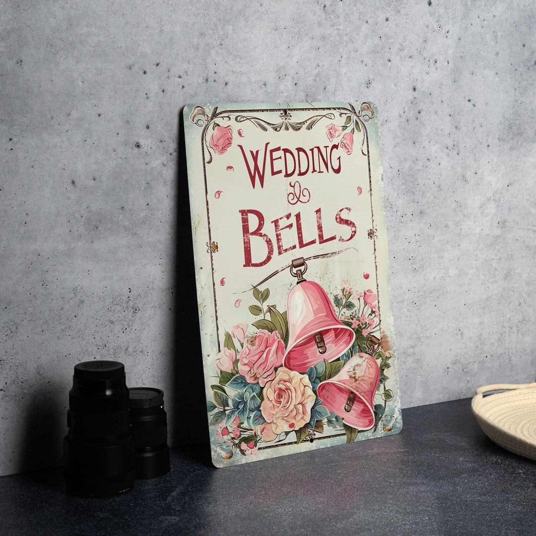 Wedding Bells Vintage Sign, Bell Illustration, Soft Pastels, Elegant ...