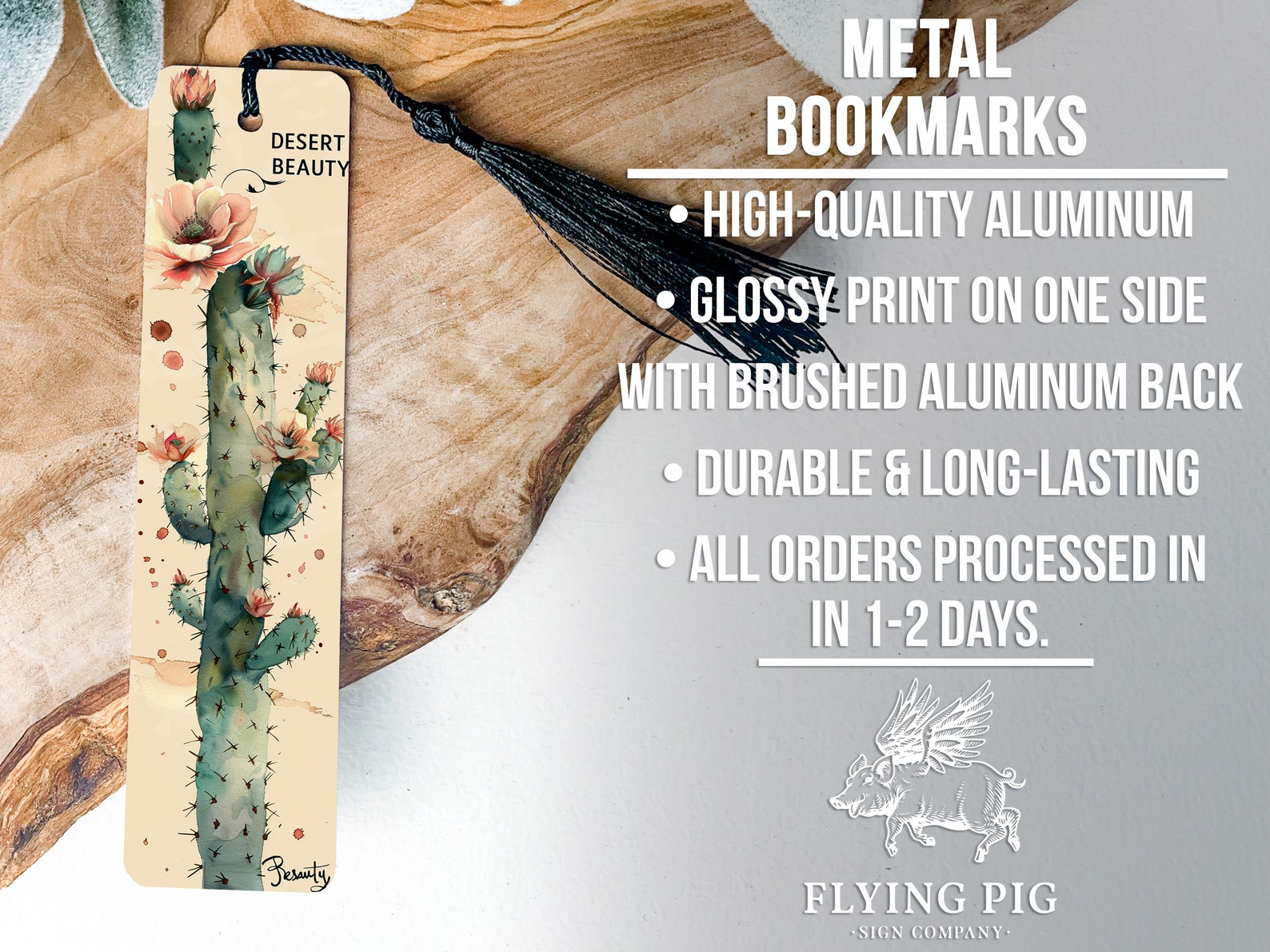 Desert Beauty Metal Bookmark, Watercolor Cactus, Artistic Bookmark ...