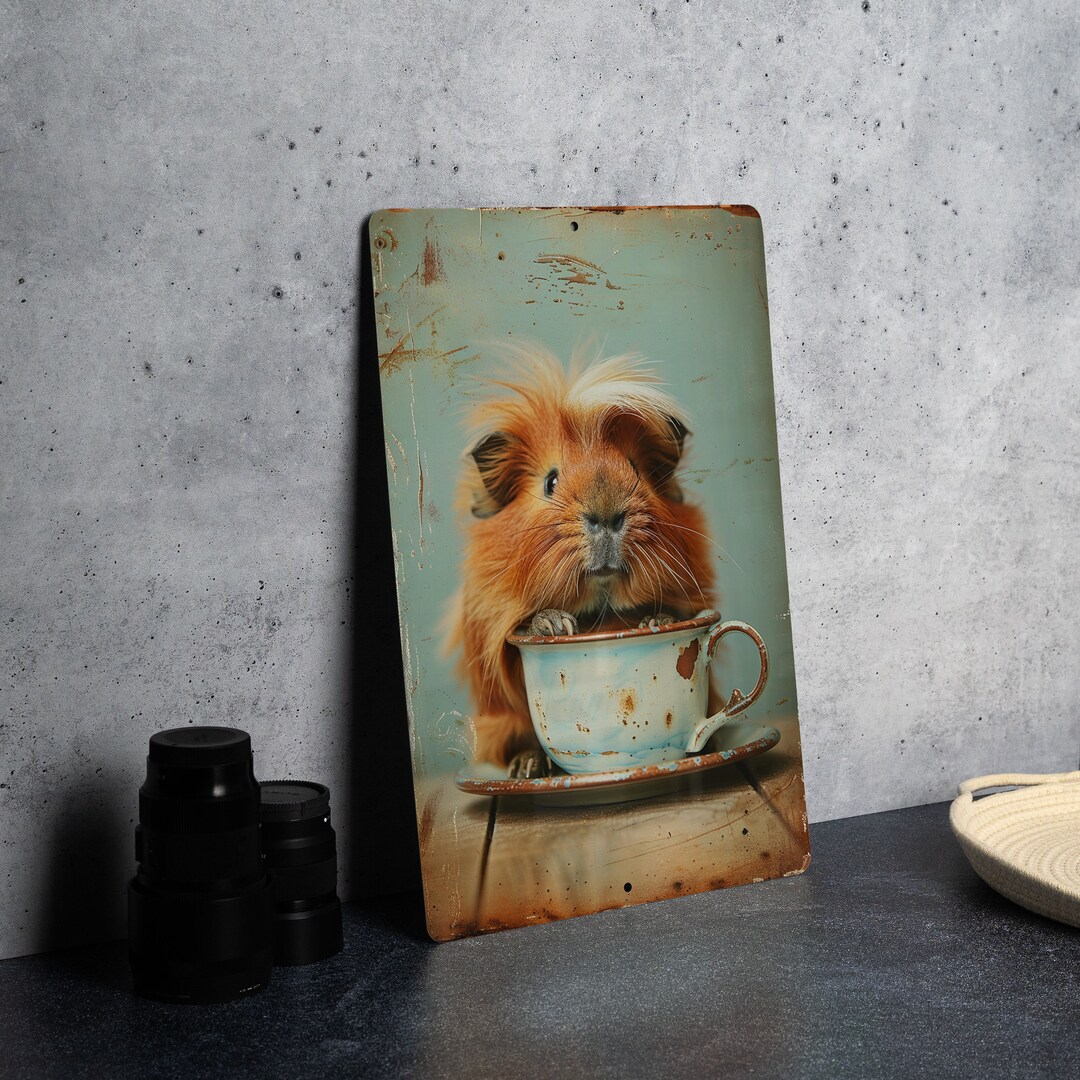 Teddy Guinea Pig Metal Sign, Vintage Style Decor, Unique Gift Idea ...