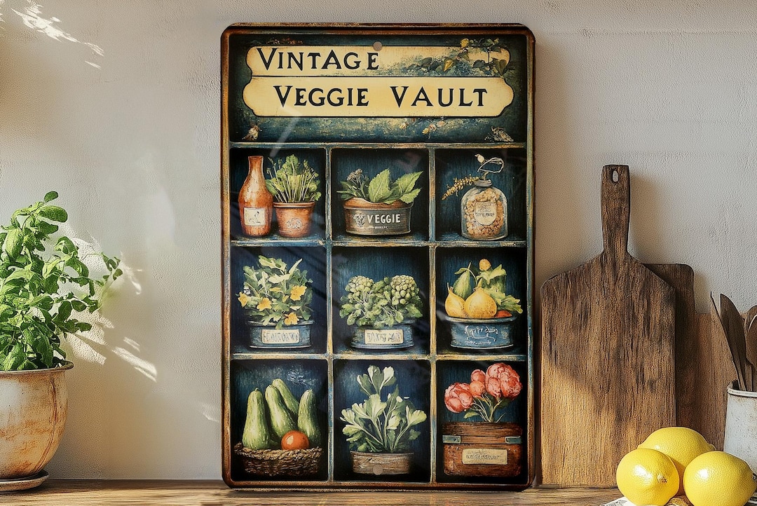 Vintage Style Tin Sign, Heirloom Seed Library, Vintage Veggie Vault ...