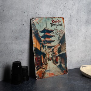 Kyoto Temples Sign, Japan Vintage Style, Aluminum Metal Sign, Wall ...