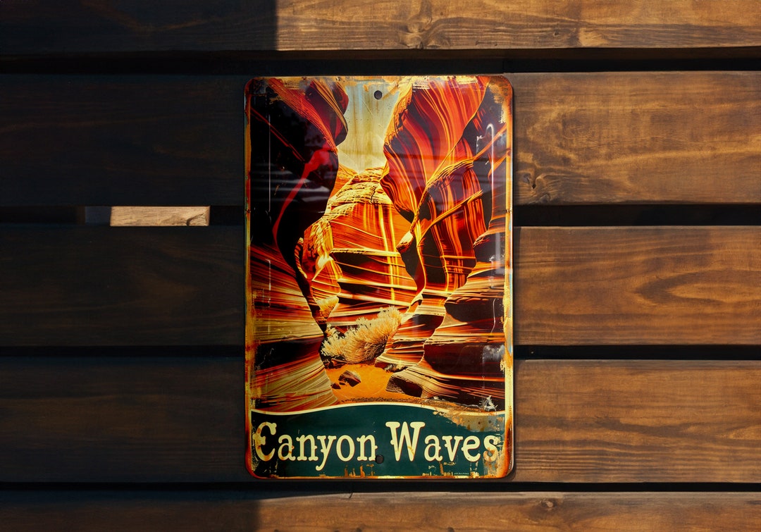 Antelope Canyon Sign, Canyon Waves Decor, Navajo Land Art, Vintage ...
