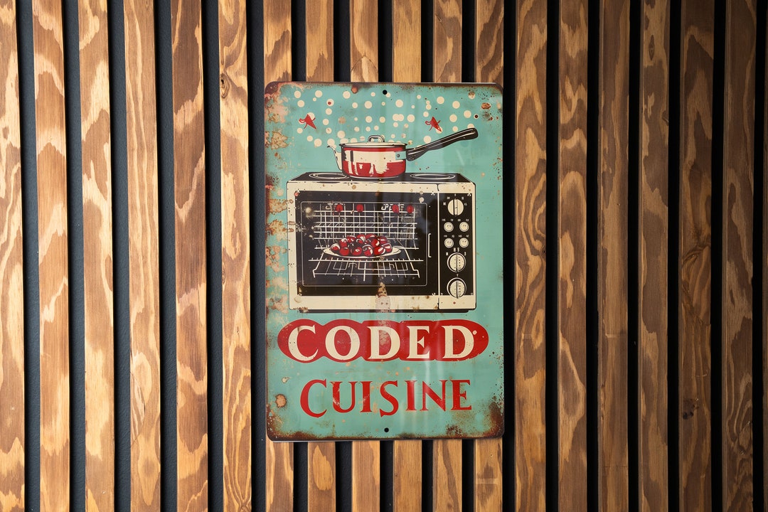 Vintage Style Tin Sign, Retro Punch Card Cookbook, Binary Recipe ...