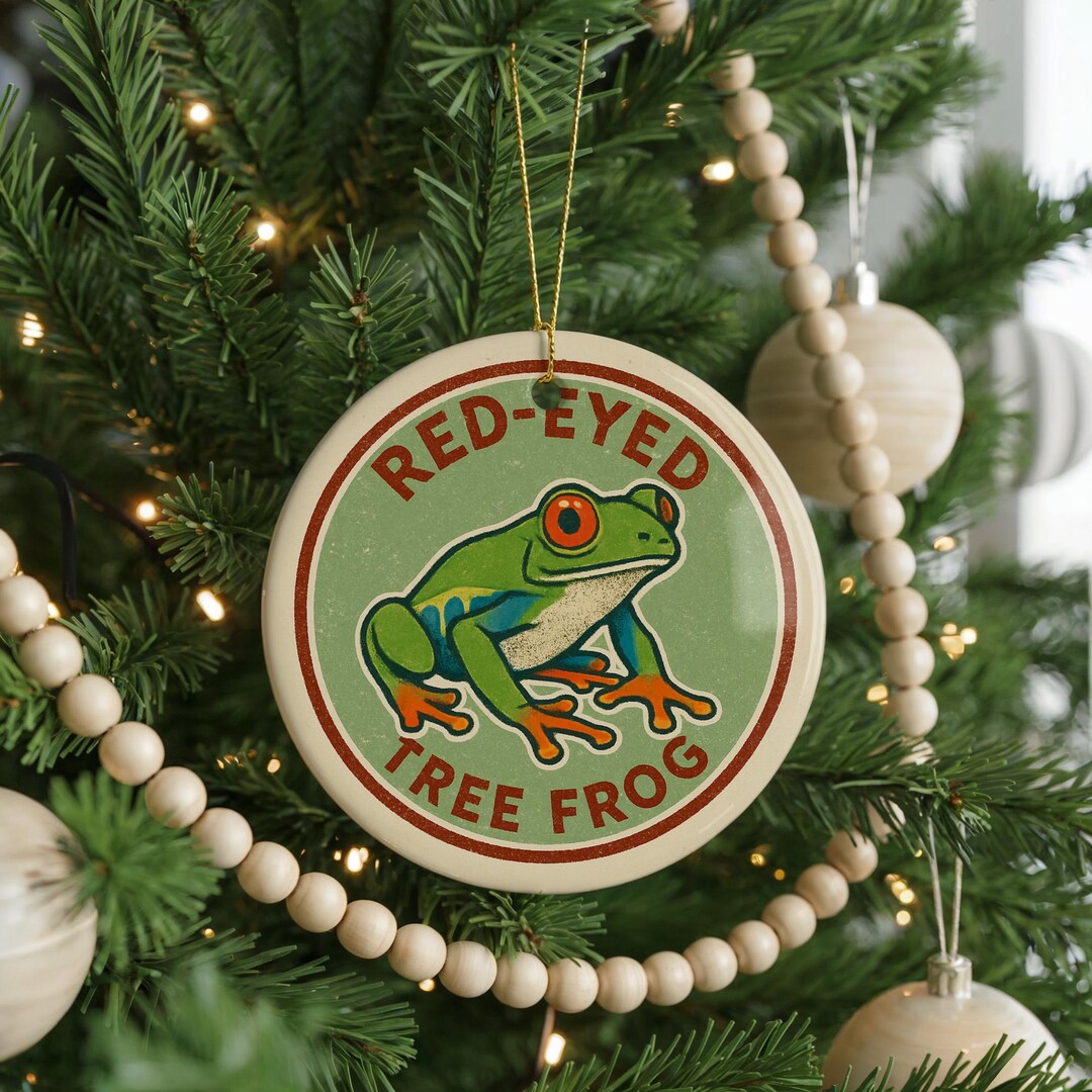 Red-eyed Tree Frog Ceramic Ornament – Circular Nature Art, Wildlife ...