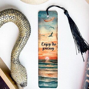 Metal Bookmark, Beach Sunset Design, Enjoy the Journey Text, Reading ...