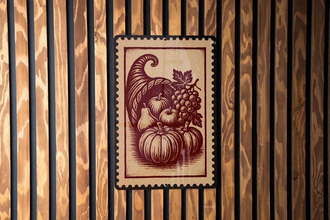 Rustic Cornucopia Harvest Metal Sign – Vintage Farmhouse Fall Décor ...