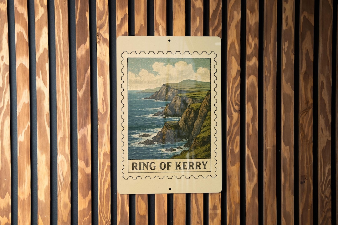 Ring of Kerry Clifftops Metal Sign – Vintage Stamp Style Wall Art ...