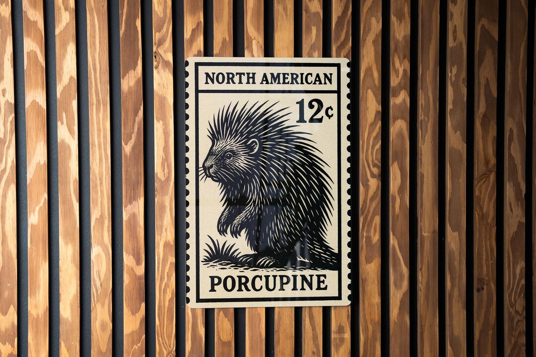 North American Porcupine Metal Sign – Rustic Wildlife Wall Art, Vintage ...