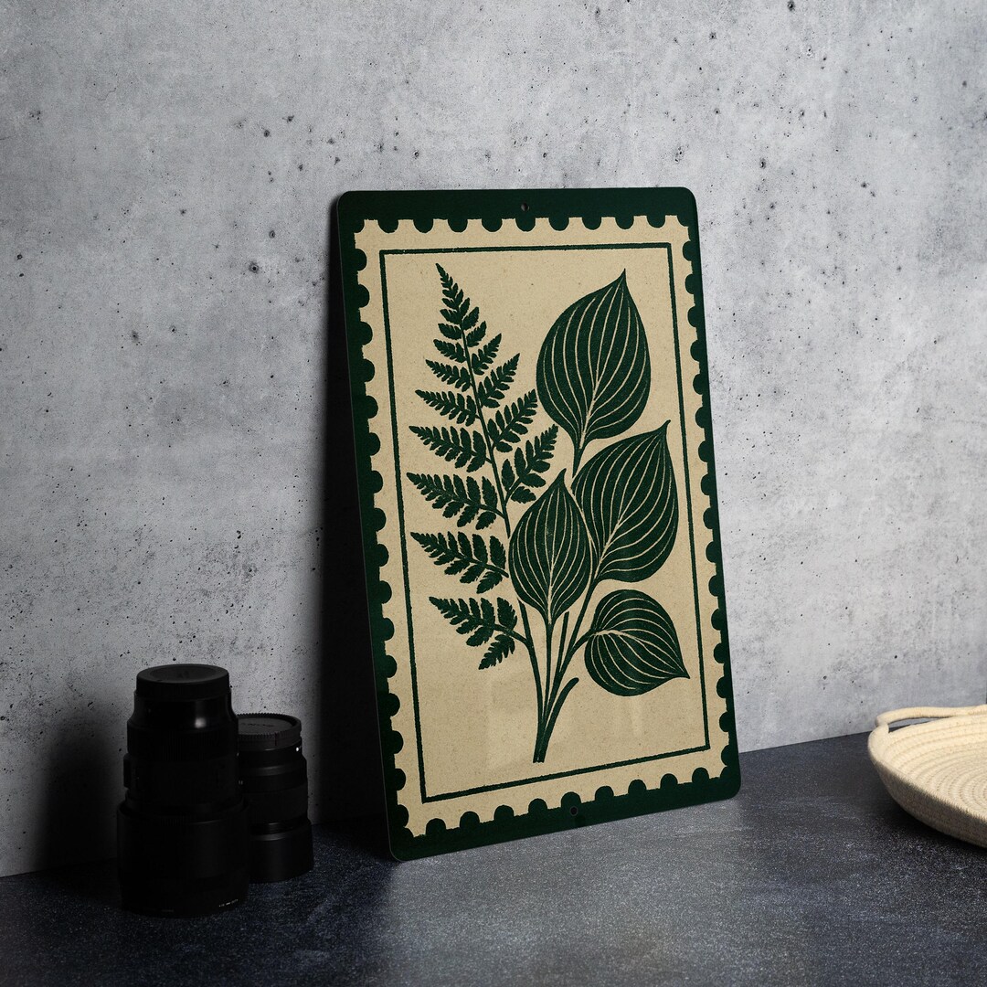 Fern & Hosta Leaf Bouquet Metal Sign – Botanical Wall Art, Rustic ...