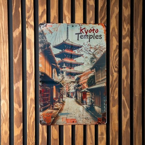 Kyoto Temples Sign, Japan Vintage Style, Aluminum Metal Sign, Wall ...