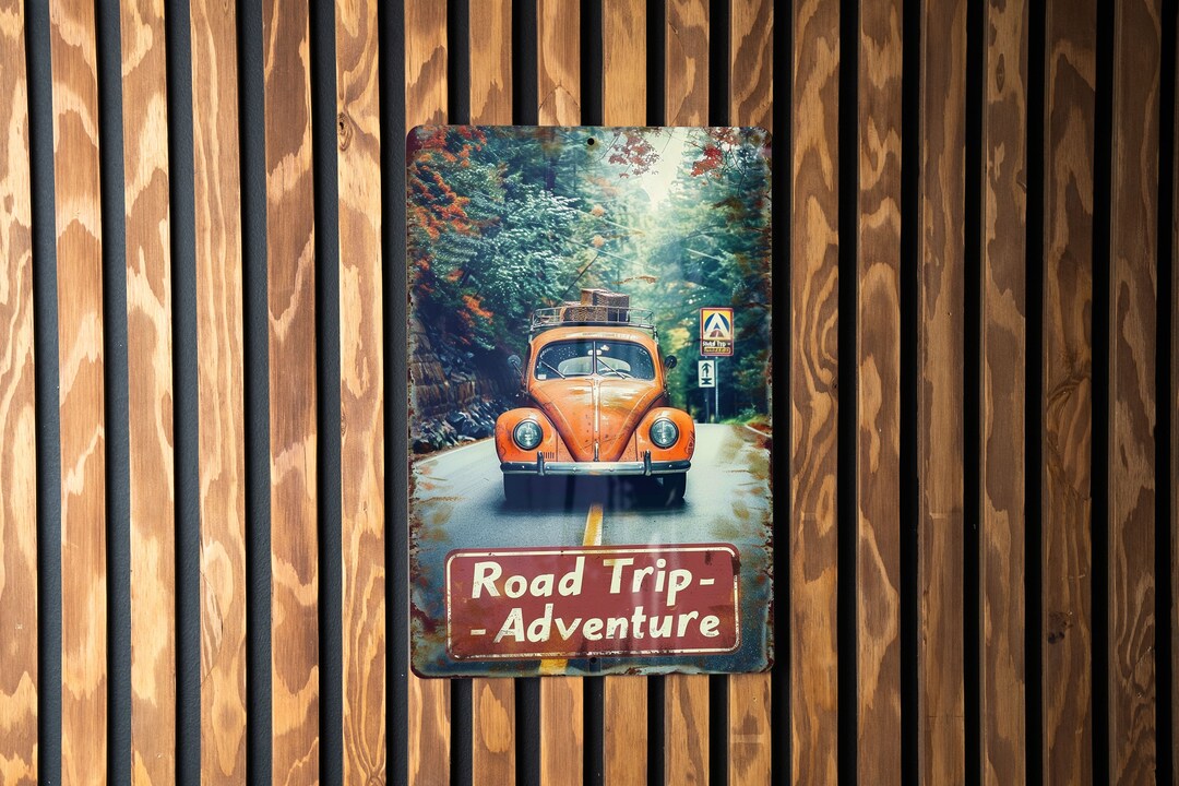 Road Trip Adventure Awaits Vintage Metal Sign - Car Road Signs ...