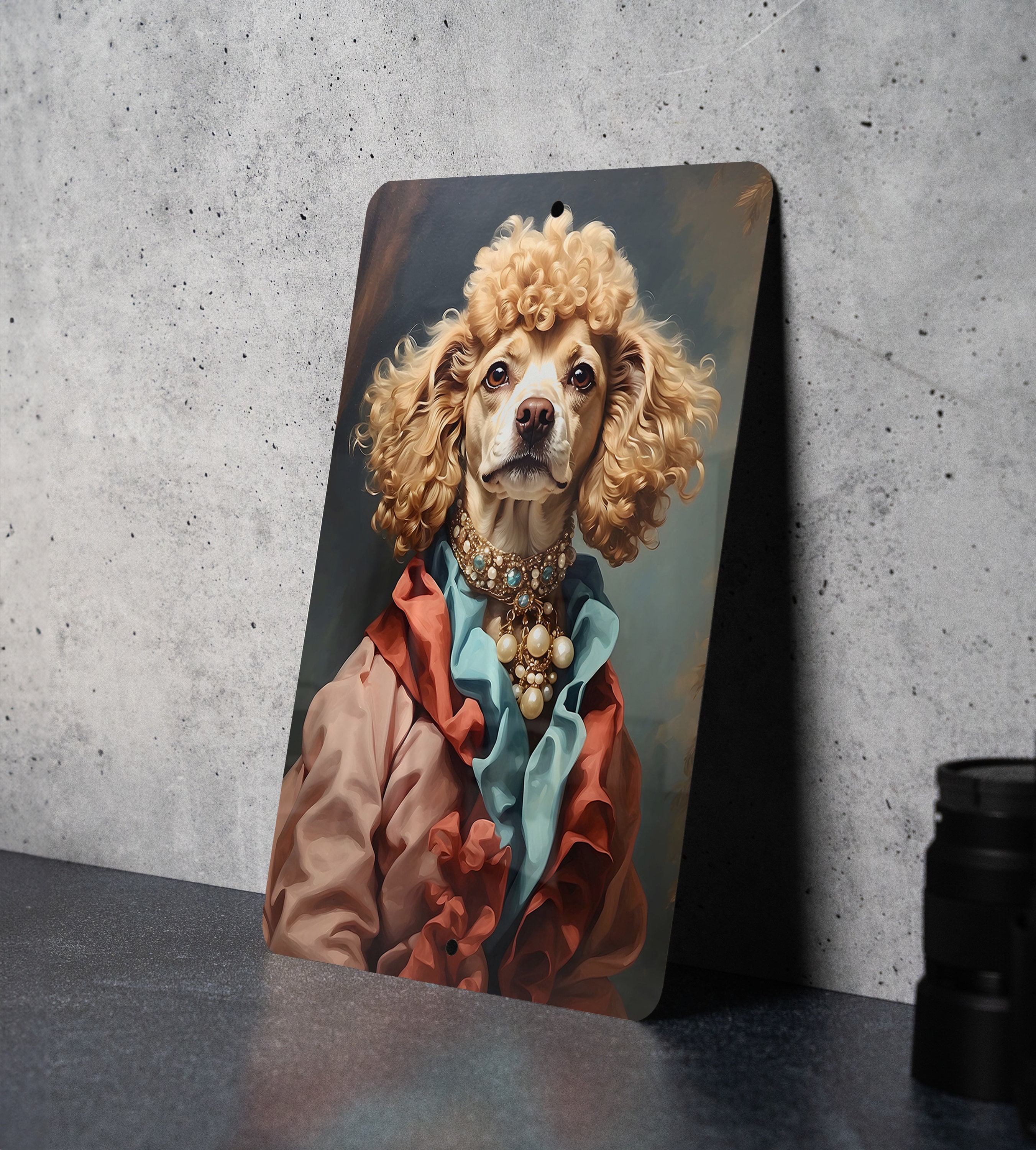 Victorian Poodle Painting Metal Sign - Regal Poodle, Aristocratic ...