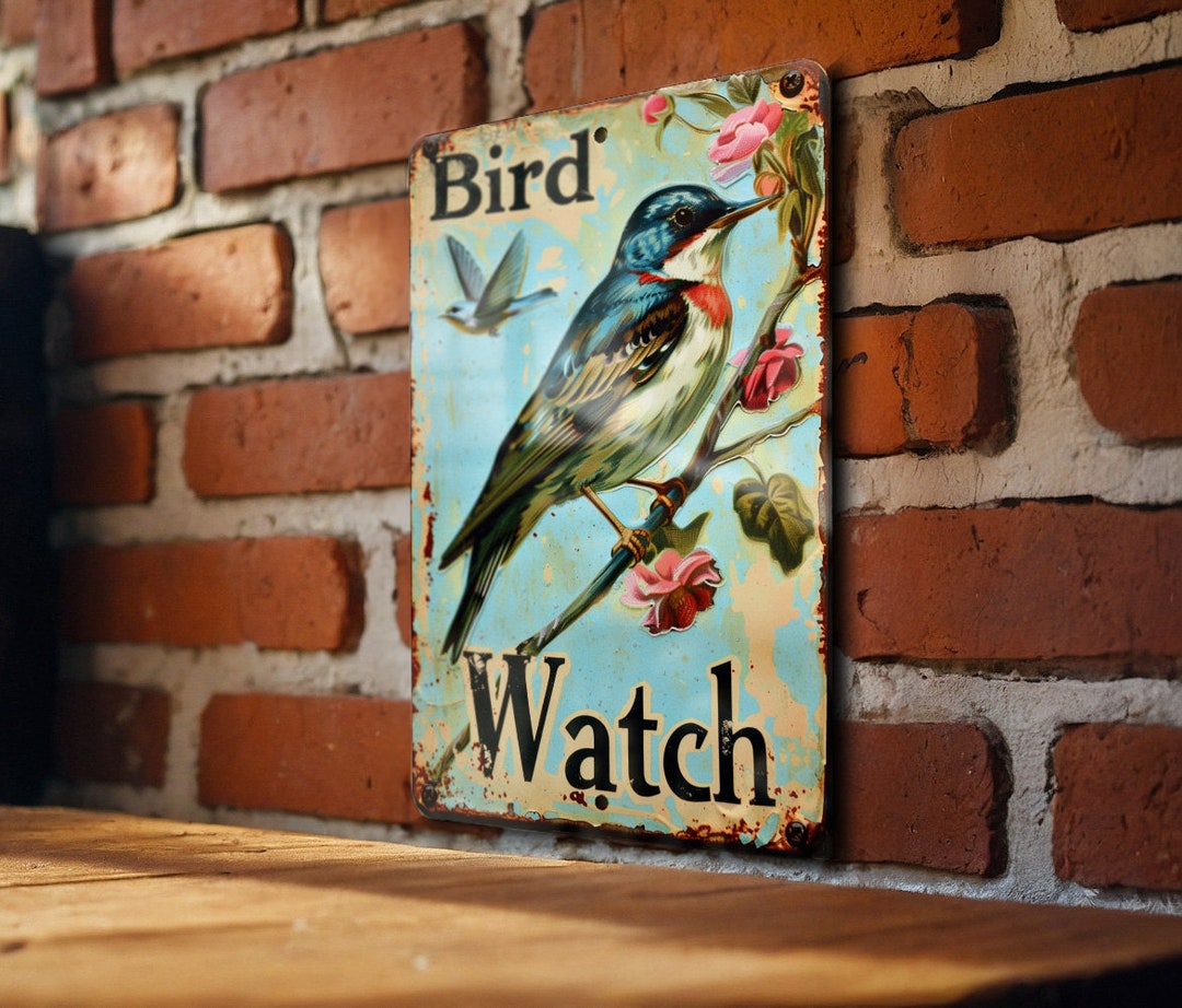 Bird Watch Funny Metal Sign - Garden Decor, Outdoor Humor, Patio Art ...
