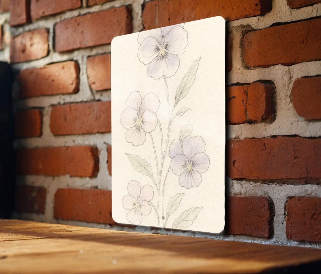 Vintage Pansy Watercolor Metal Sign – Tall Narrow Floral Wall Art ...