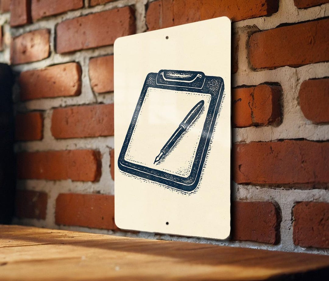 Vintage Stamp Style Desk Blotter With Pen Rest Metal Sign – Office ...