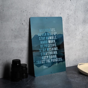 Motivational Metal Sign - Never Give up - Stay Humble - Hard Work - Be ...