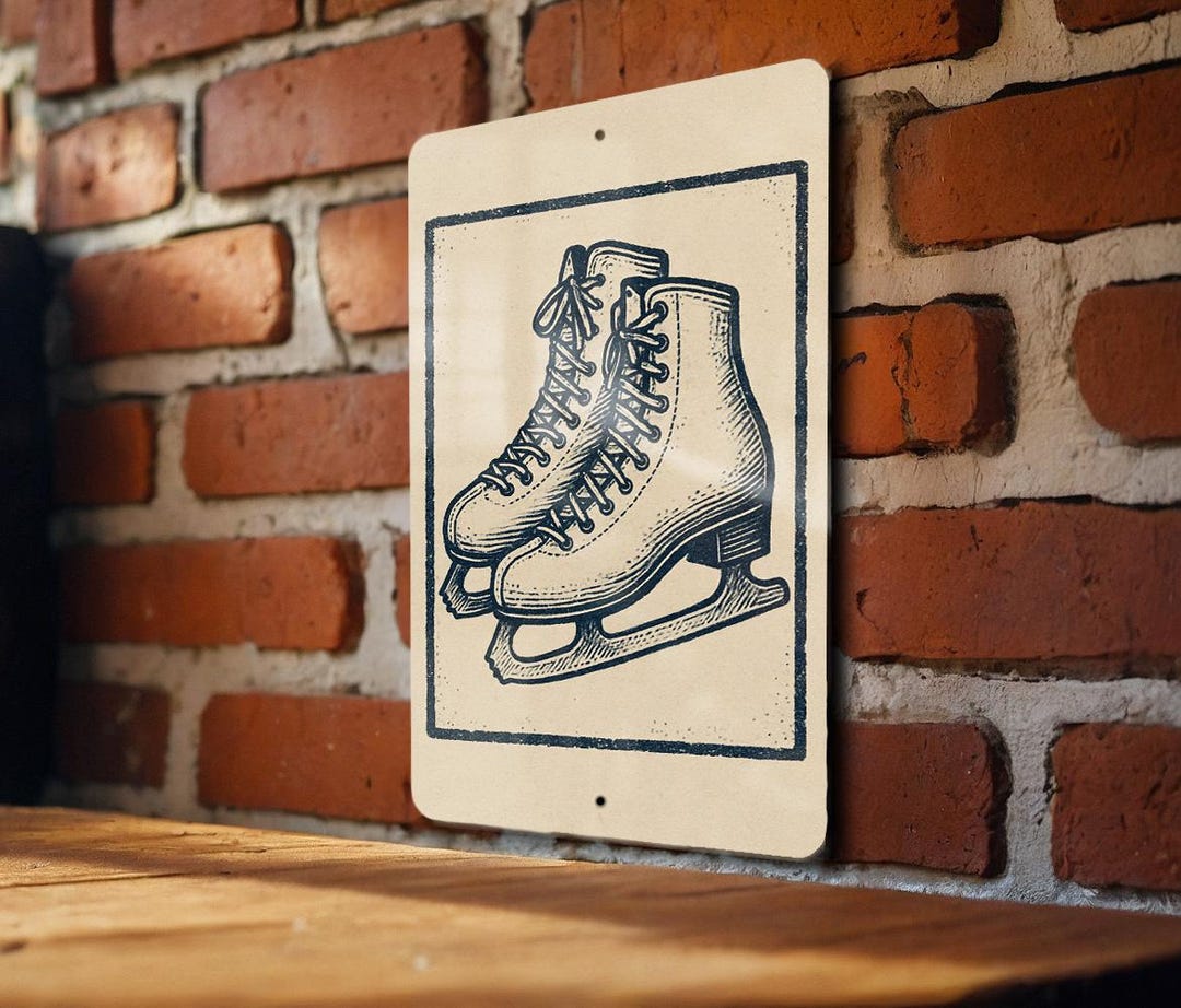 Vintage Figure Skates Metal Sign – Rustic Ice Skating Wall Art, Winter ...