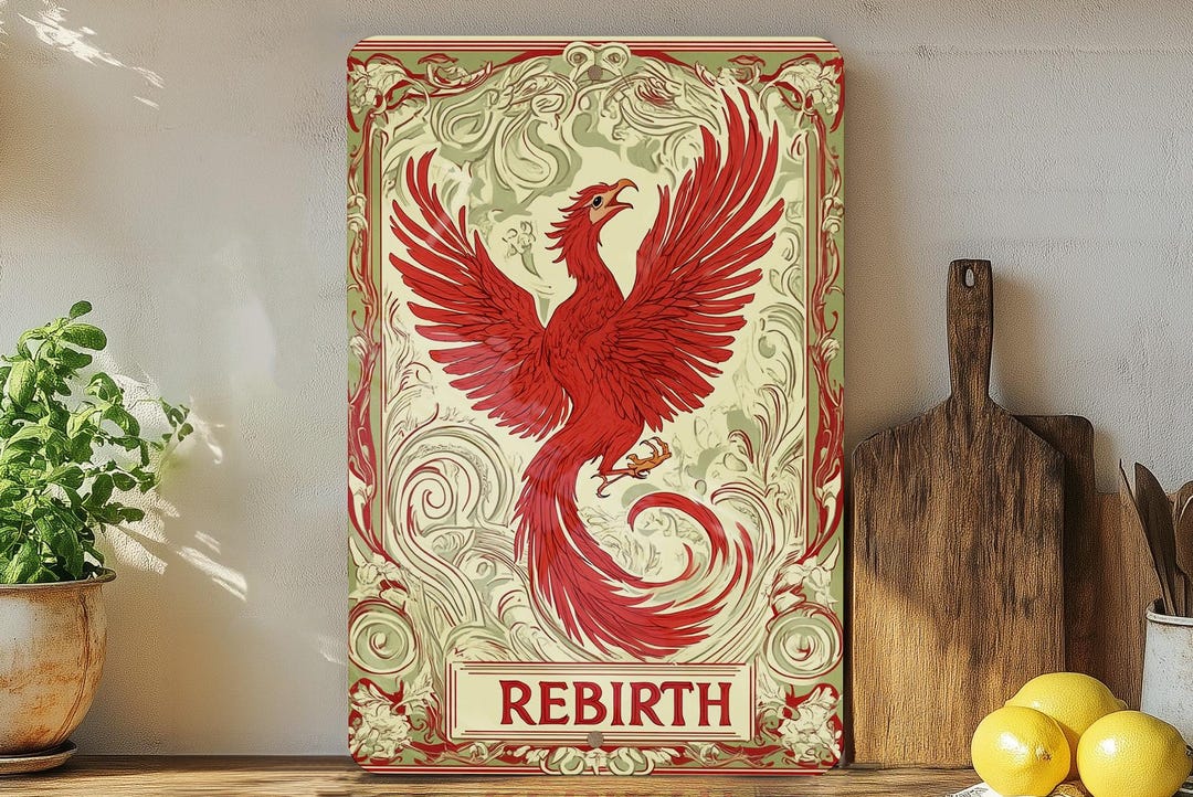 Art Nouveau Phoenix Rising Metal Sign, Rebirth Decor, Wall Art, Home ...