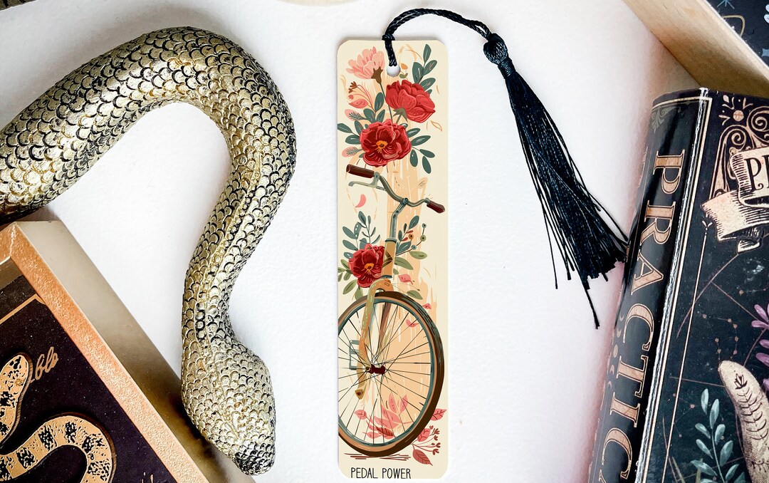 Vintage Bicycle Bookmark, Pedal Power, Floral Bookmark, Metal Bookmark ...